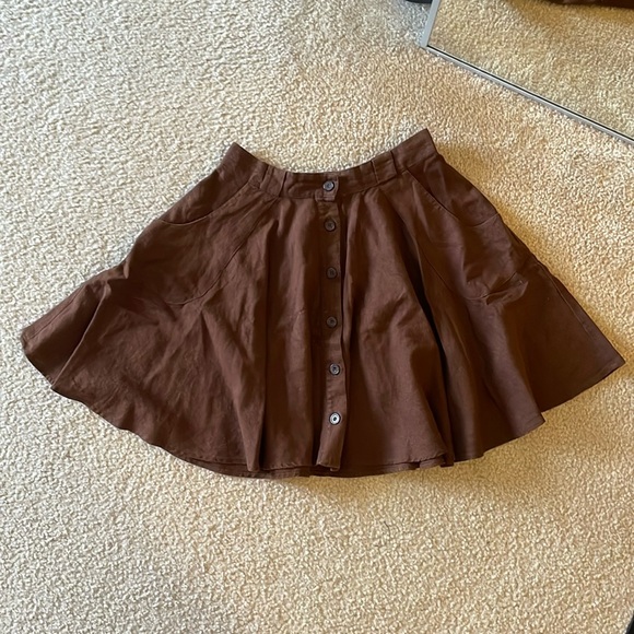 Forever 21 | Skirts | F2 Brown Linen Cottagecore Circle Skirt Skater ...